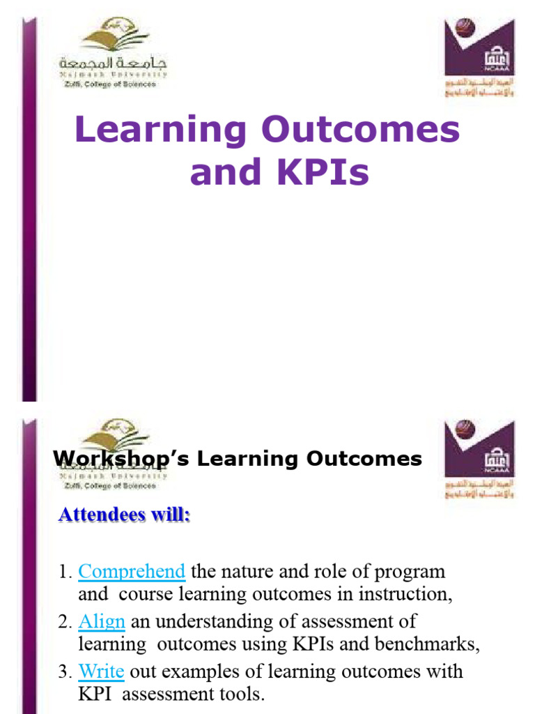 Learning Outcomes and KPIs | PDF | Learning | Educational Assessment