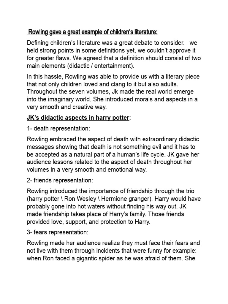Rowling Gave A Great Example of Achildren's | PDF | J. K. Rowling ...