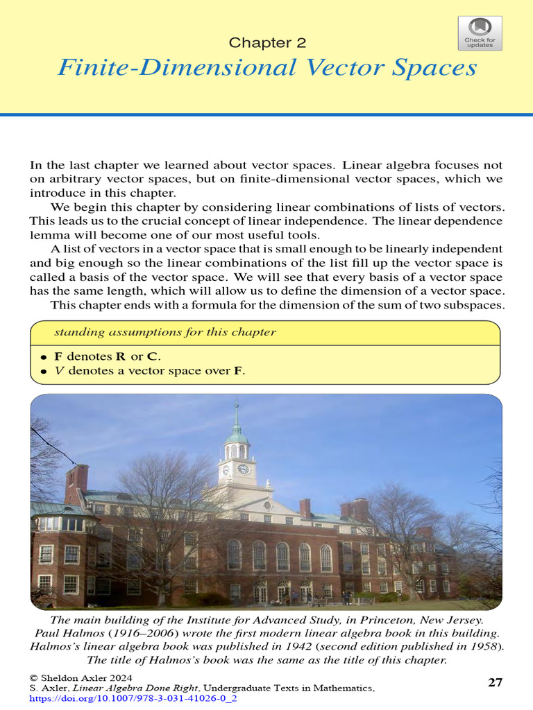 Finite-Dimensional Vector Spaces | PDF | Vector Space | Linear Map