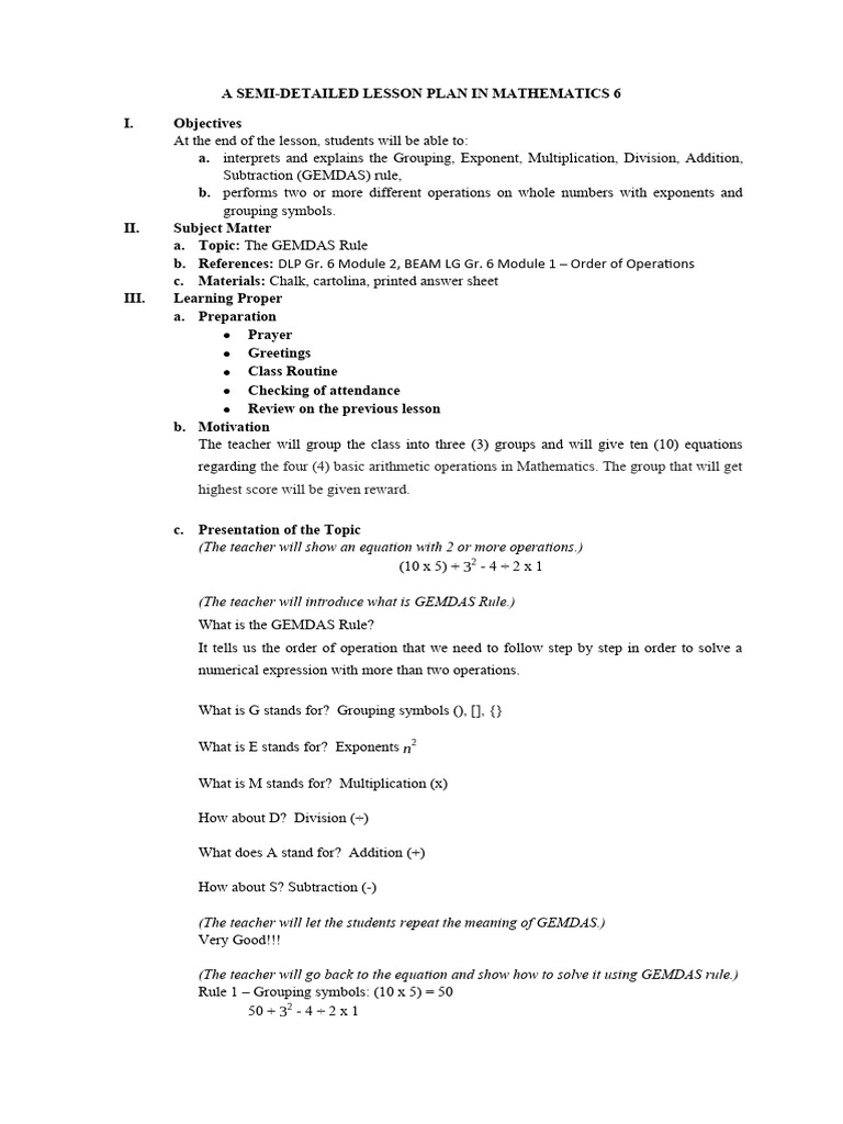 GEMDAS RULE | PDF | Multiplication | Elementary Mathematics