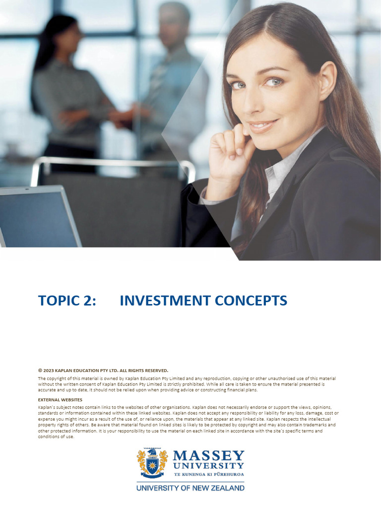 Massey_Topic 2 Investment Concepts | PDF | Financial Adviser | Investment Fund