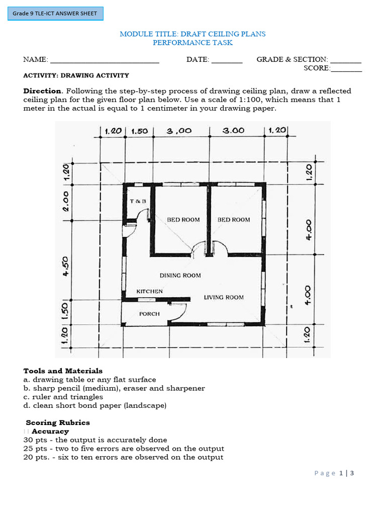 ANSWER SHEET Q1 W7 Ceiling Plan | PDF