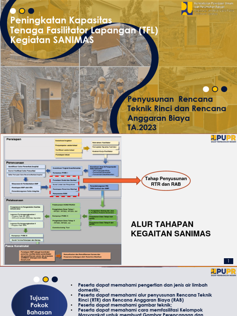 Materi Penyusunan RTR - DED Dan RAB SANIMAS - 2023 | PDF