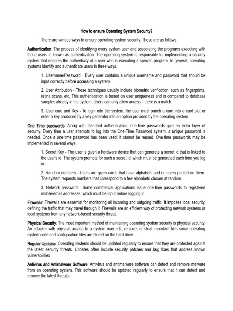 How to ensure Operating System Security | Download Free PDF | Security ...