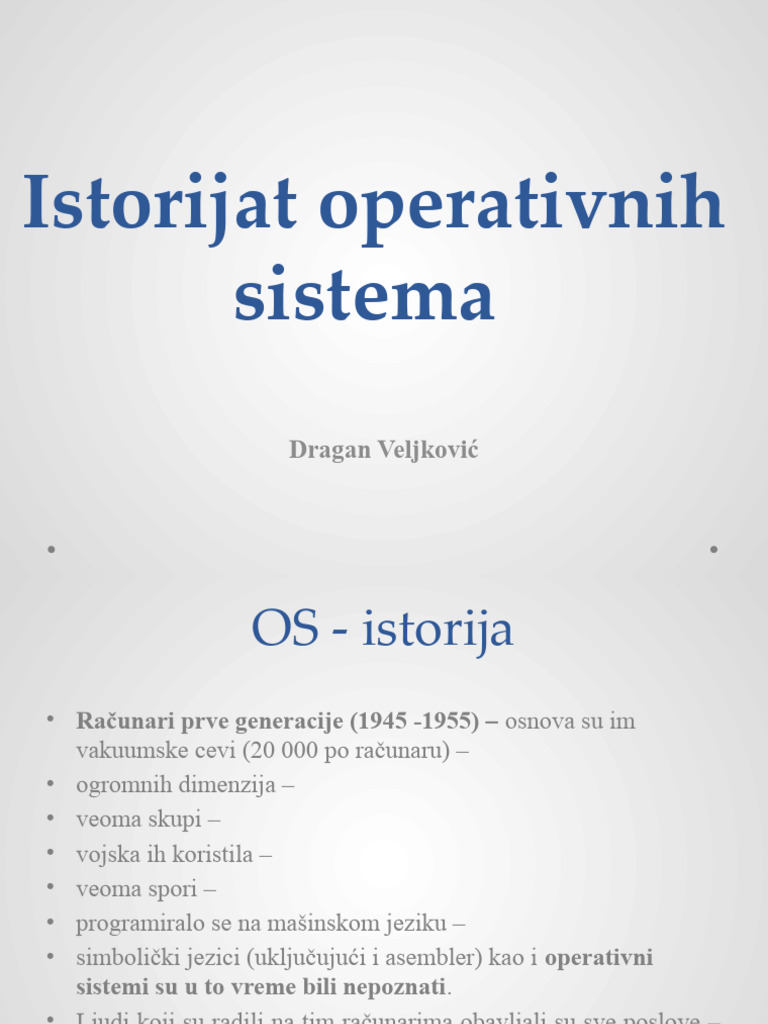 Operativni Sistemi - Istorijat - RS | PDF