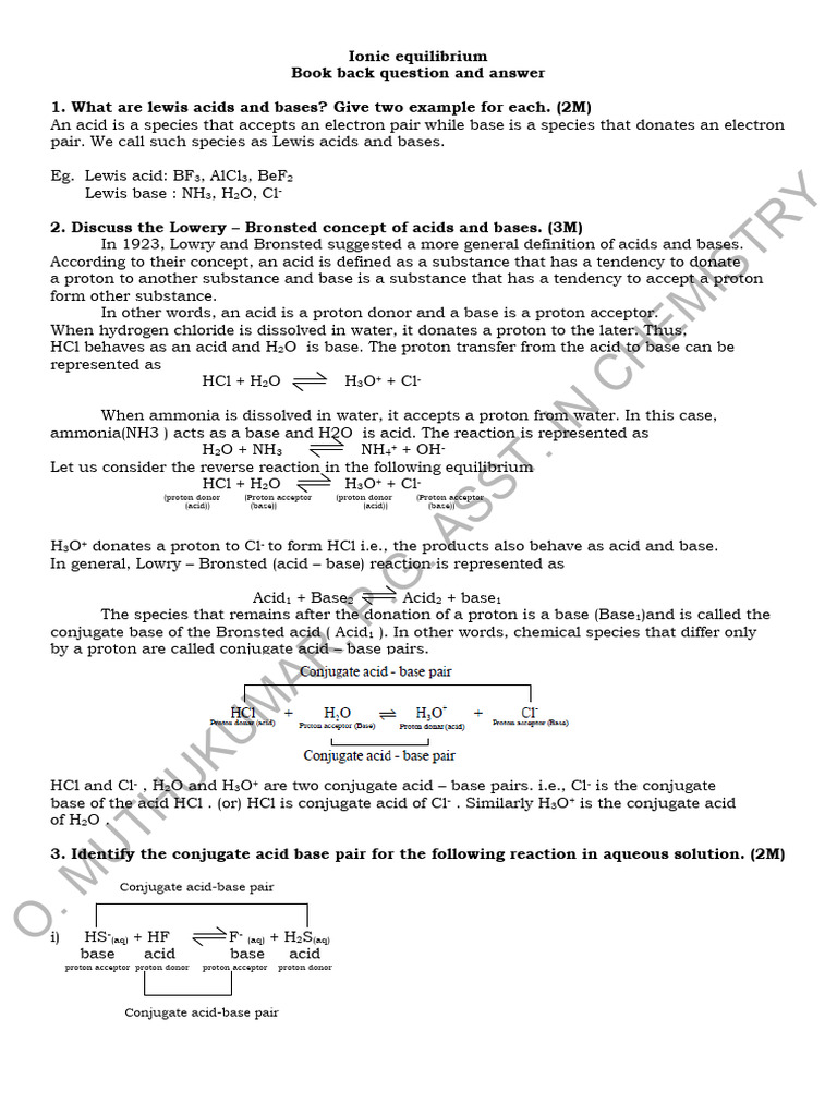 Ionic Equilibrium Notes | PDF | Acid | Ph