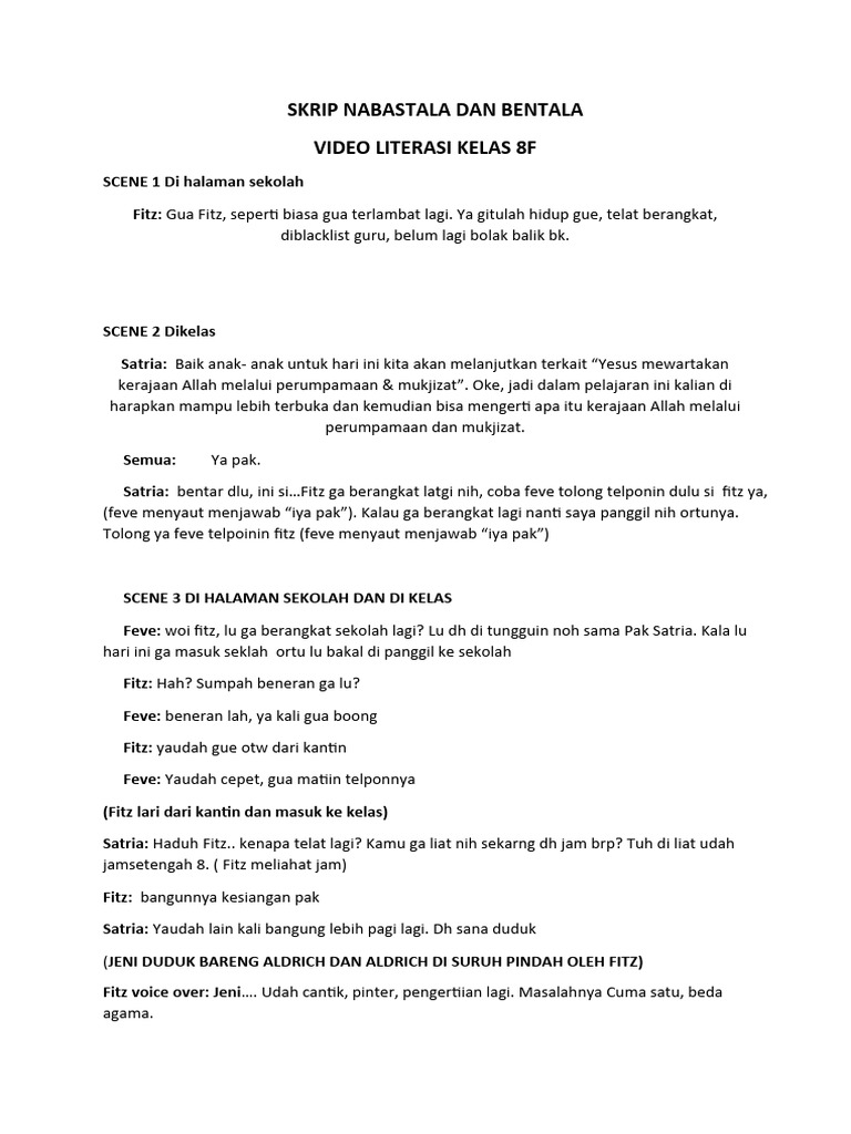 Skrip Nabastala Dan Bentala | PDF