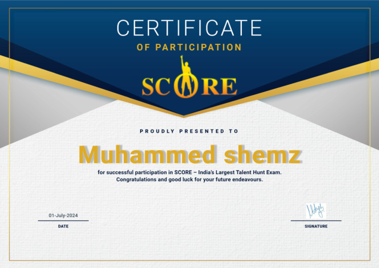 Score Certificate | PDF