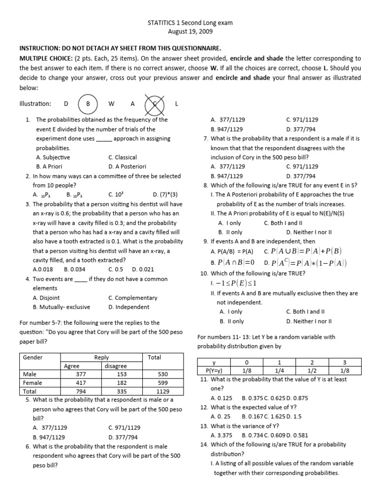 2 Ndlongexam | PDF | Sampling (Statistics) | Standard Deviation