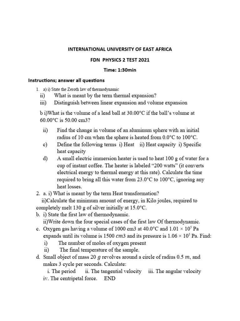 Physics test (1) | PDF