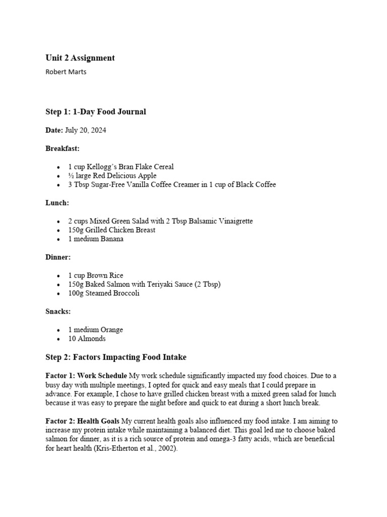 Unit 2 Assignment | Download Free PDF | Foods | Dietary Fiber Unit 2 Assignment | Download Free PDF | Foods | Dietary Fiber