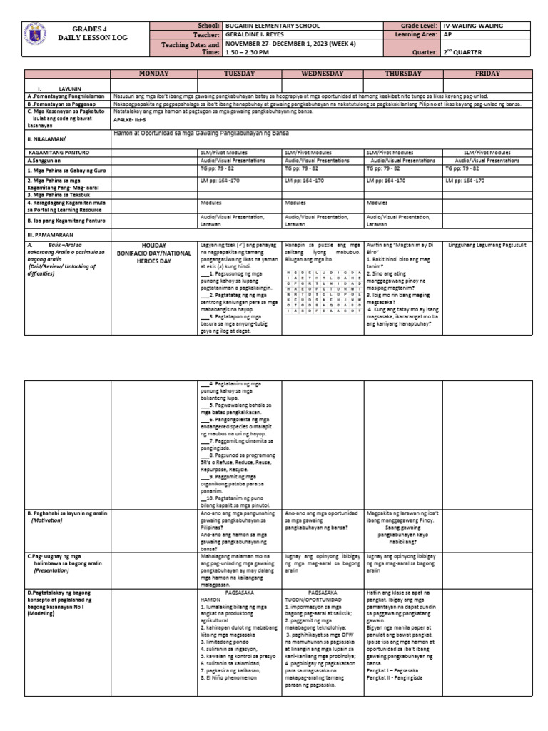 School: Teacher: Teaching Dates and Time | PDF