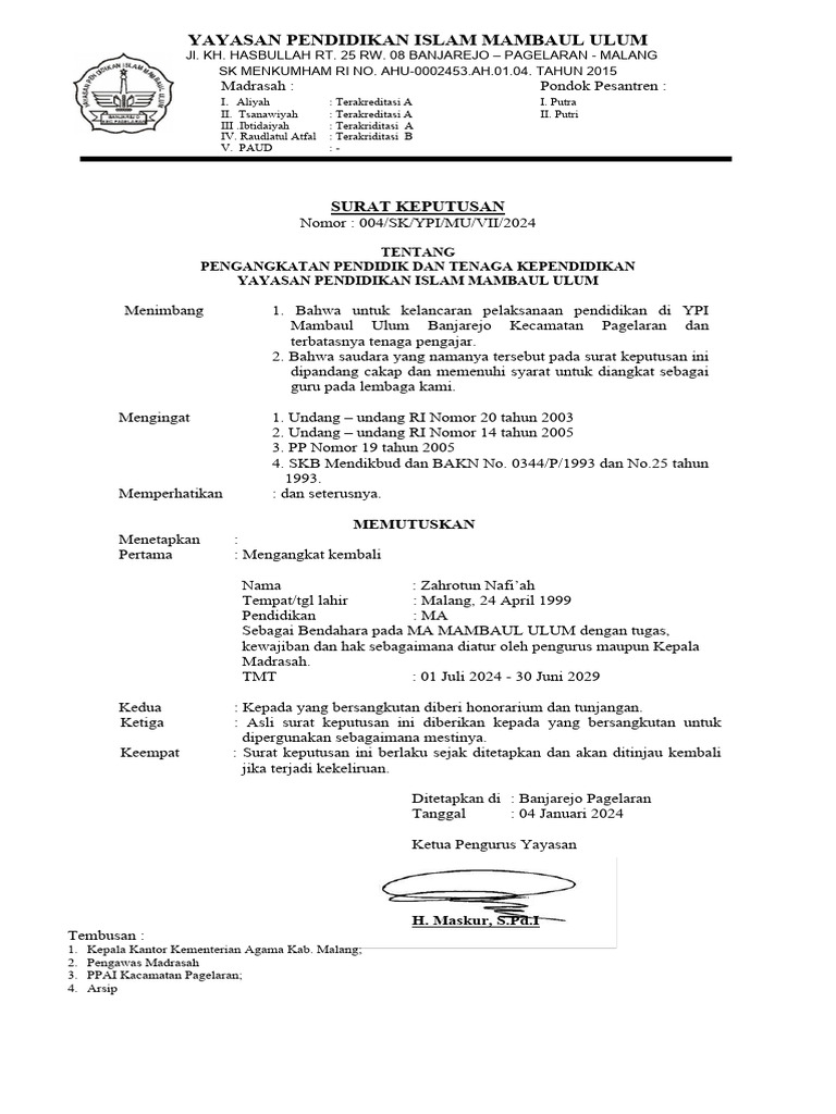 FORM Manual SK Bendahara MA | PDF