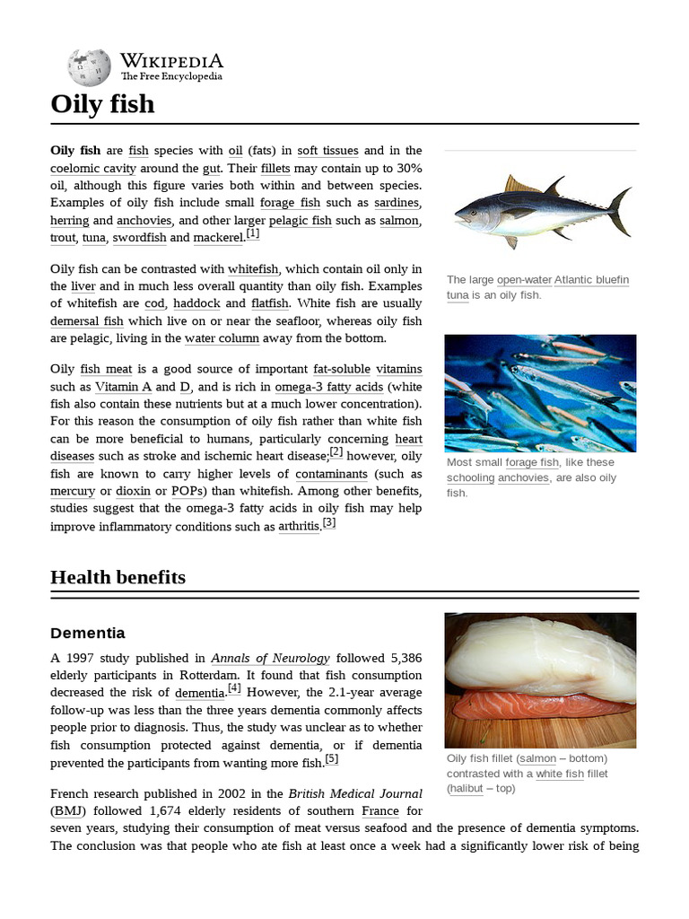 Benefits of Oily Fish Consumption | PDF | Fish And Humans | Fishing ...