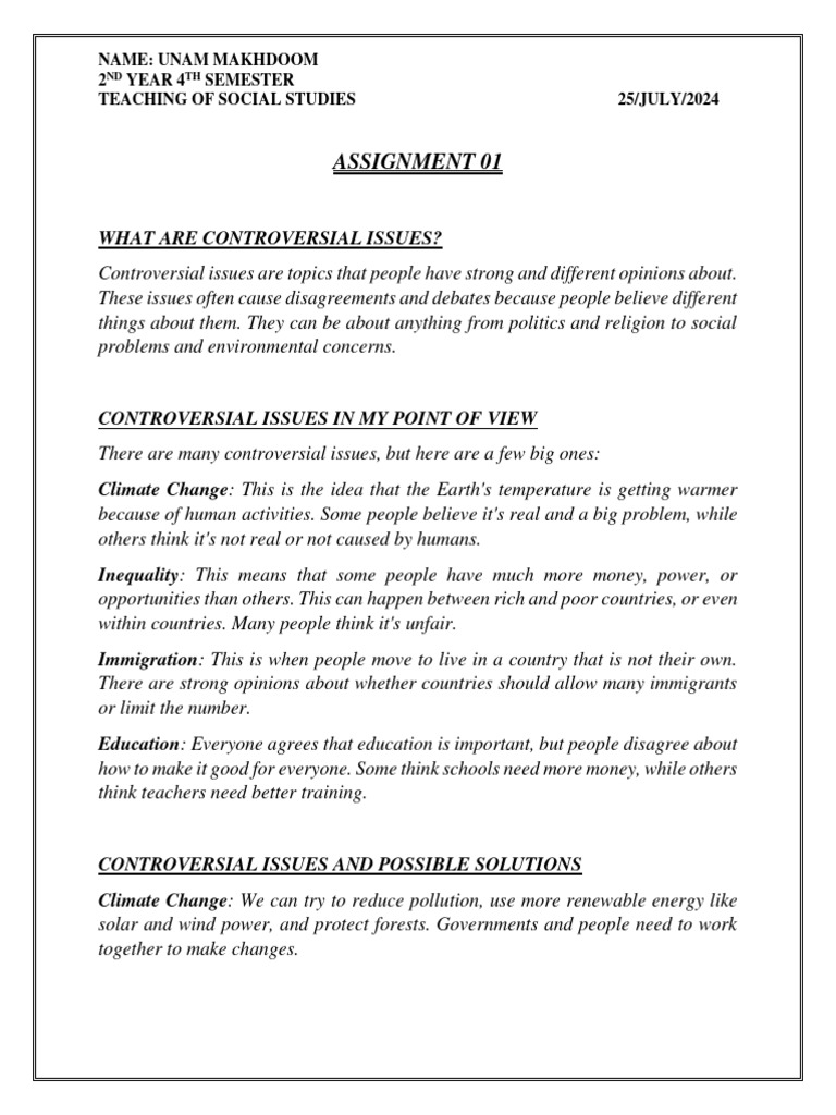 Assignment 01 SST | PDF | Social Science