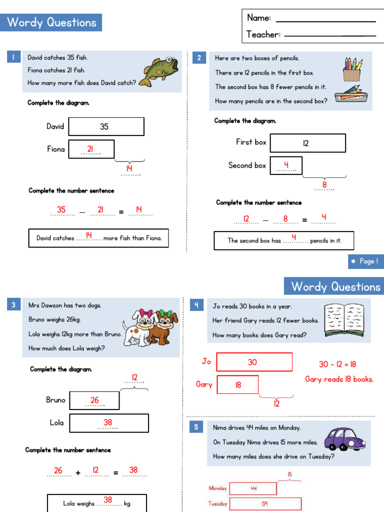 WRMH---Bar-Modelling---Comparison-Model-1---Worded-Questions---Answers ...
