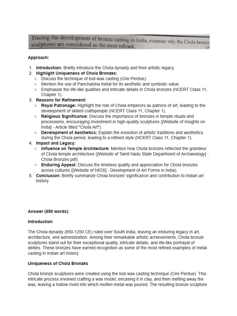 Chola Dynasty | PDF | Sculpture | Bronze