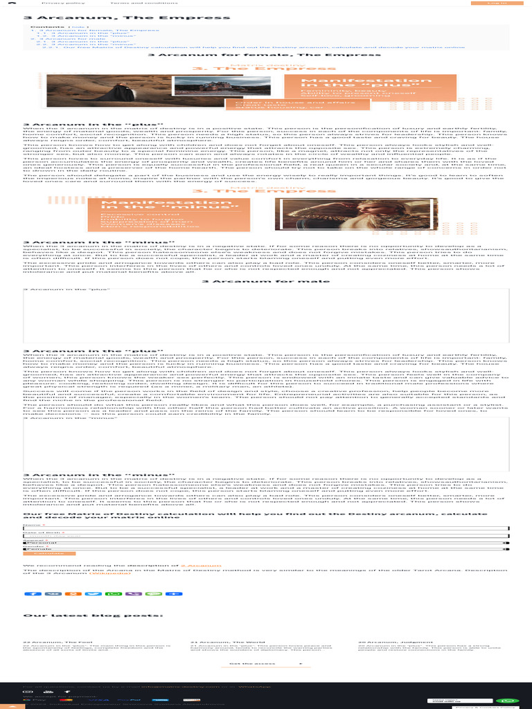 3 Arcanum, The Empress : Matrix destiny | PDF