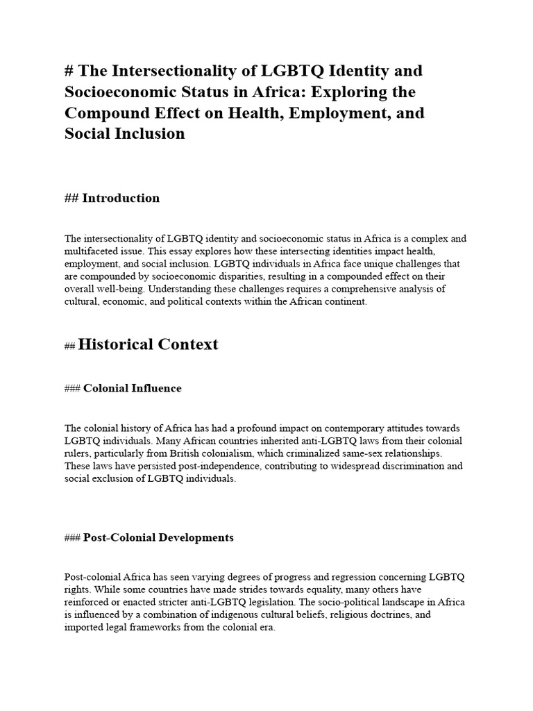 The Intersectionality of LGBTQ Identity and Socioeconomic Status in ...
