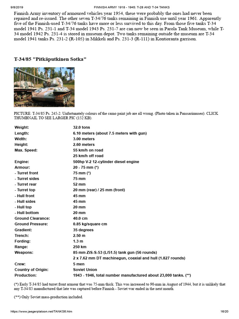 Finnish Army 1918 - 1945 - T-28 and T-34 Tanks | PDF | Tanks | Tiger I