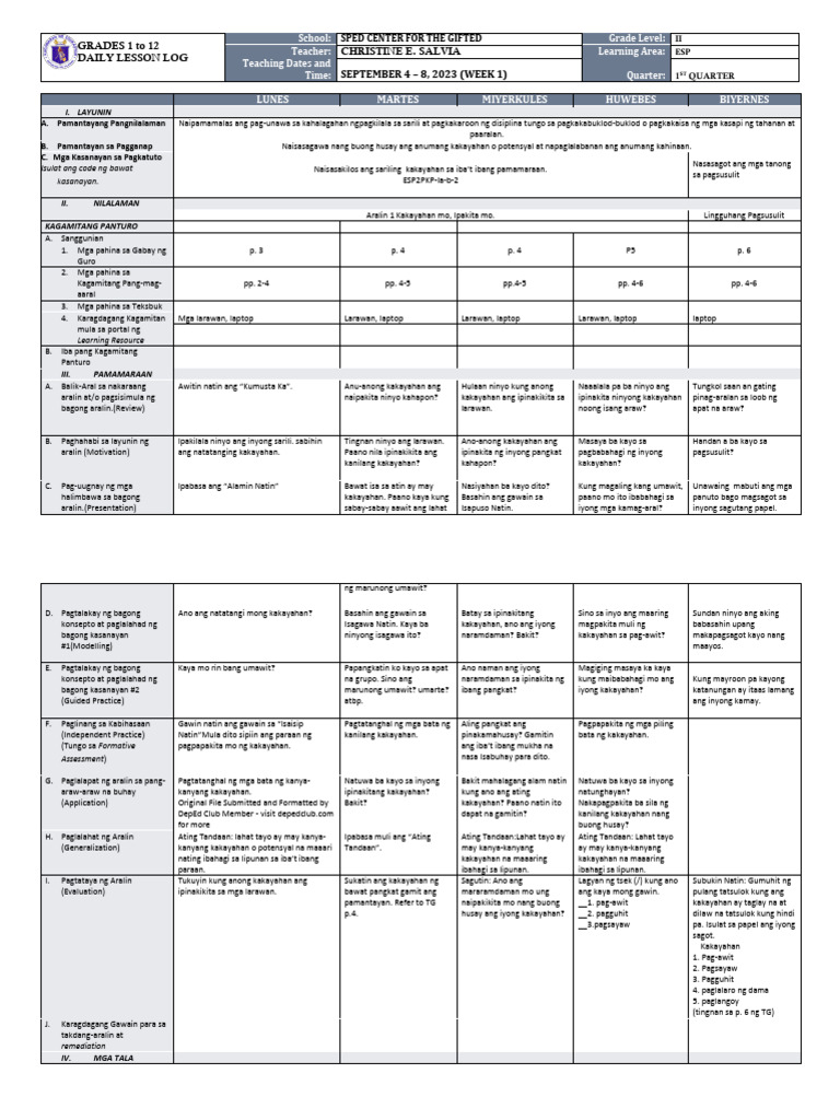 DLL - Esp 2 - Q1 - W1 | PDF