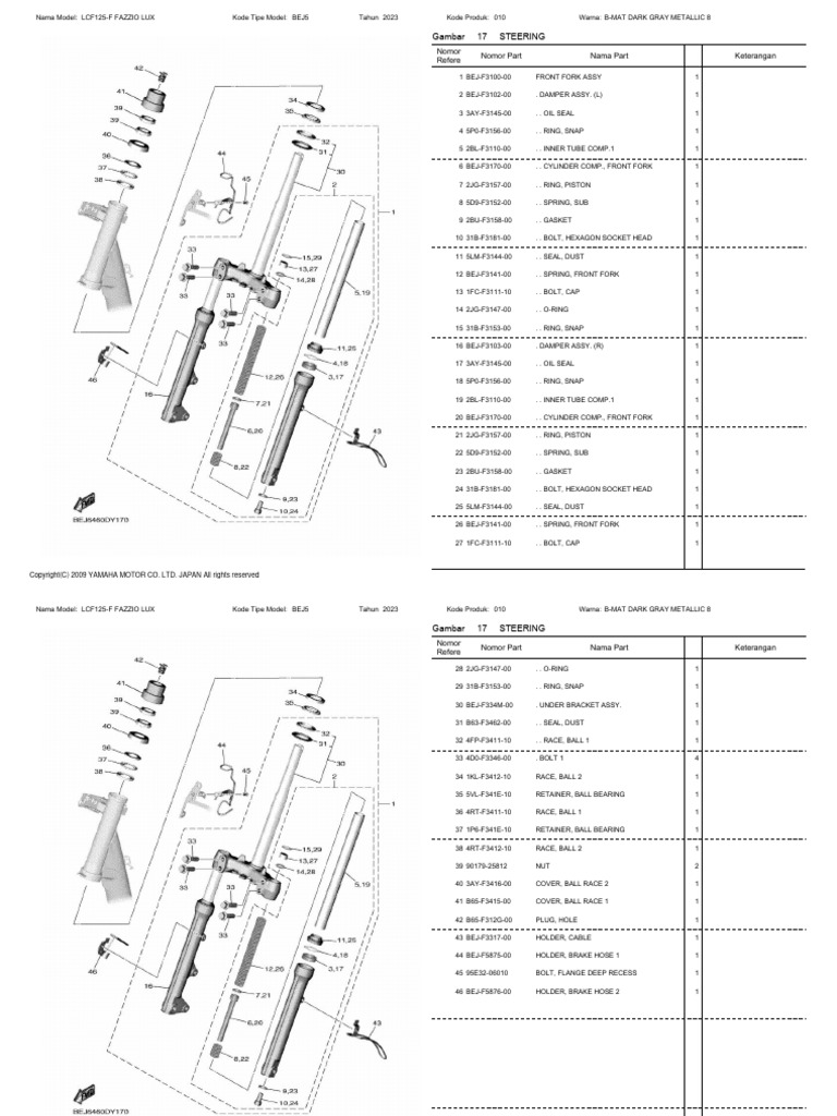 17 LCF125-F Fazzio Lux Steering | PDF | Vehicle Parts