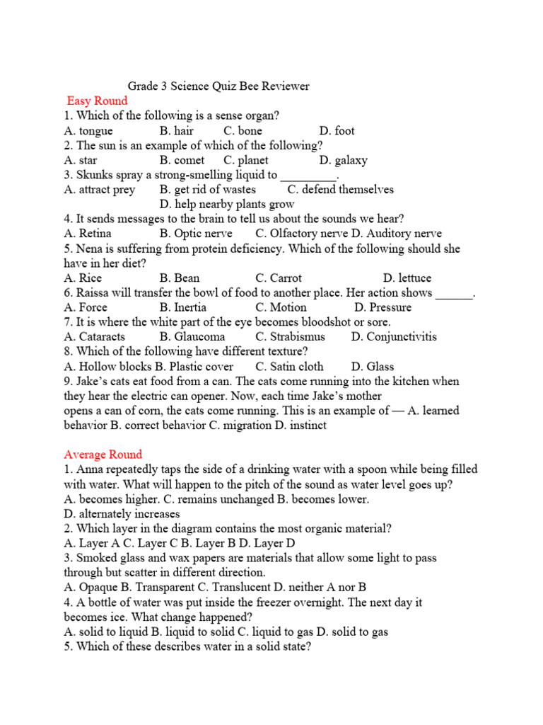 Grade 3 Science Quiz Prep | PDF | Greenhouse Effect | Atmosphere Of Earth