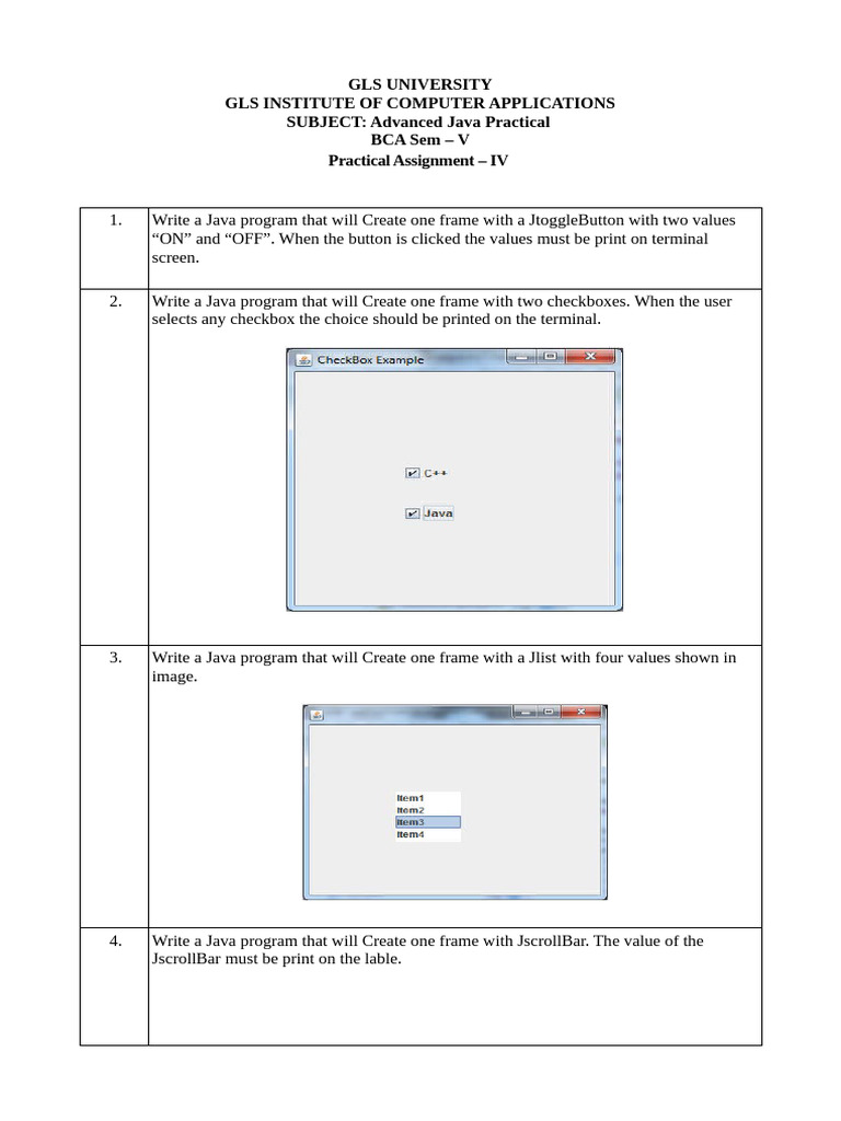 Prcatical Assignment Unit4-Adv Java | PDF | Technology & Engineering