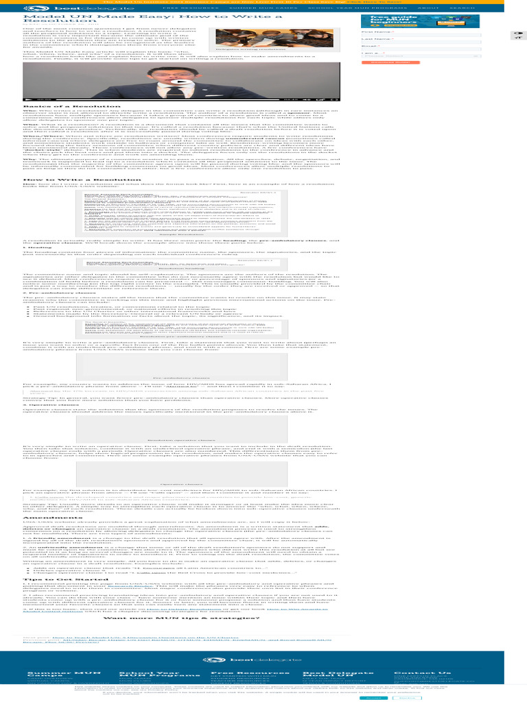 Model UN Made Easy How To Write A Resolution - Best Delegate Model ...