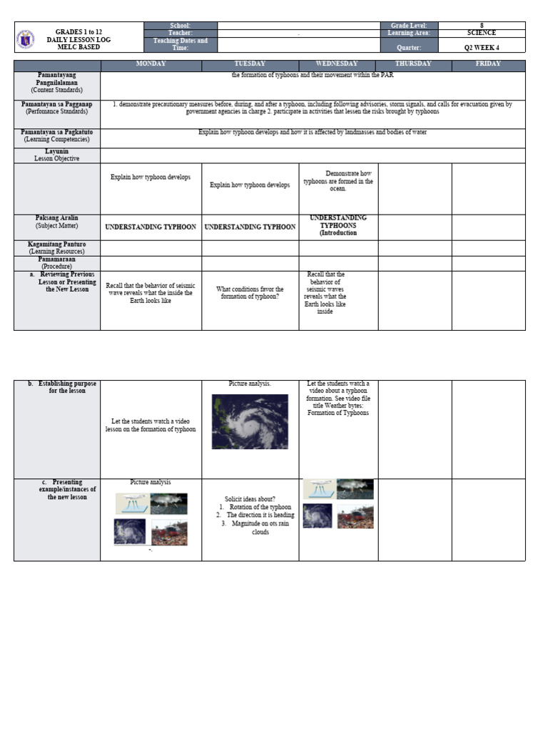 Understanding Typhoons: Lesson Plan | PDF | Tropical Cyclones | Earth Sciences