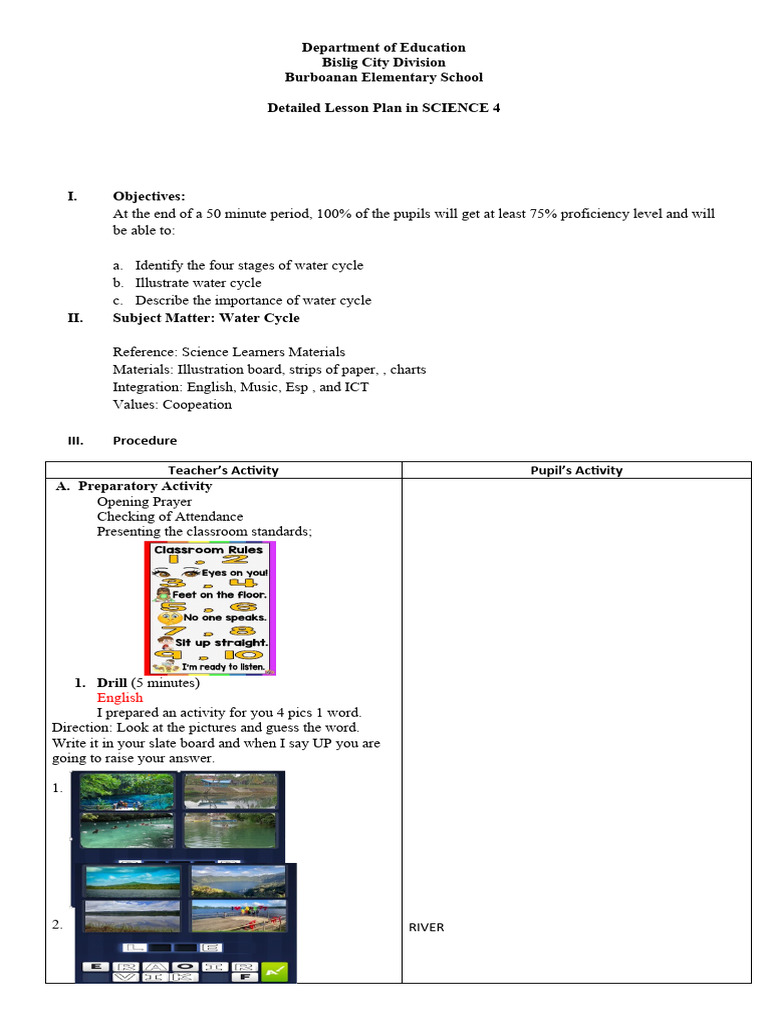 Water Cycle Lesson Plan for Grade 4 | PDF | Water | Water Cycle