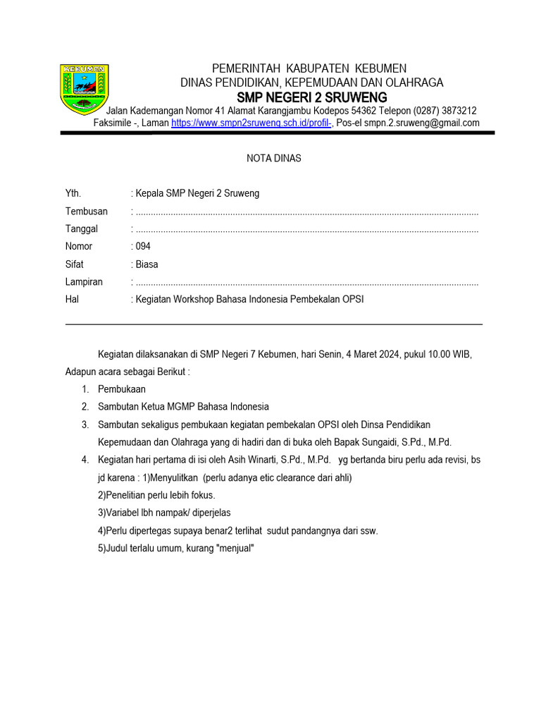 1contoh Format Nota Dinas | PDF