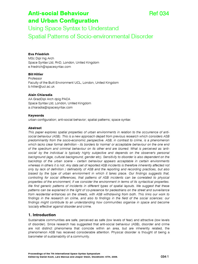 Urban Design and Anti-Social Behaviour | PDF | Community | Mental Disorder