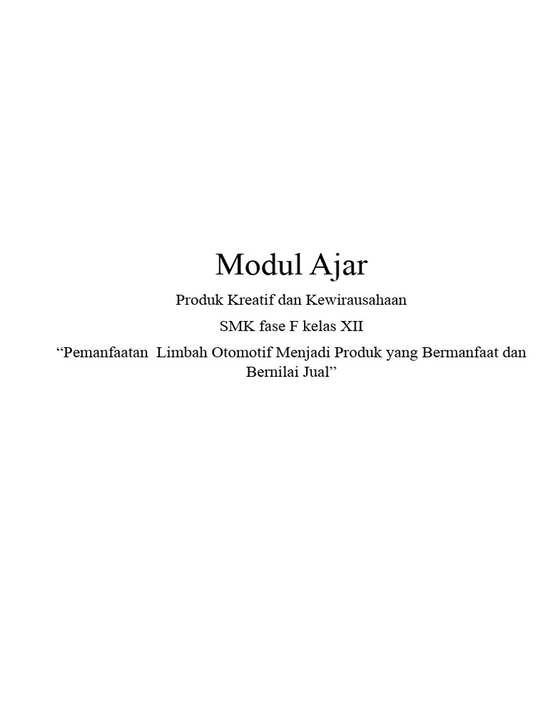 Modul Ajar PKK Kelas XII Fase F | PDF