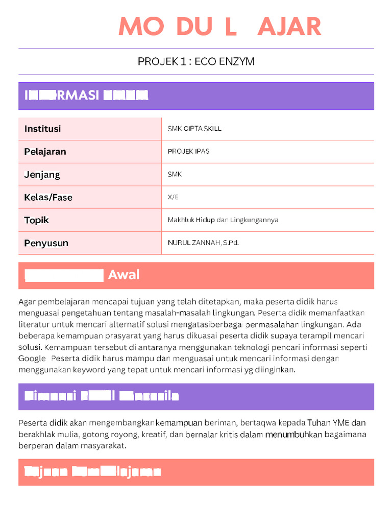 Modul Ajar Cs Eco Emzym Pdf