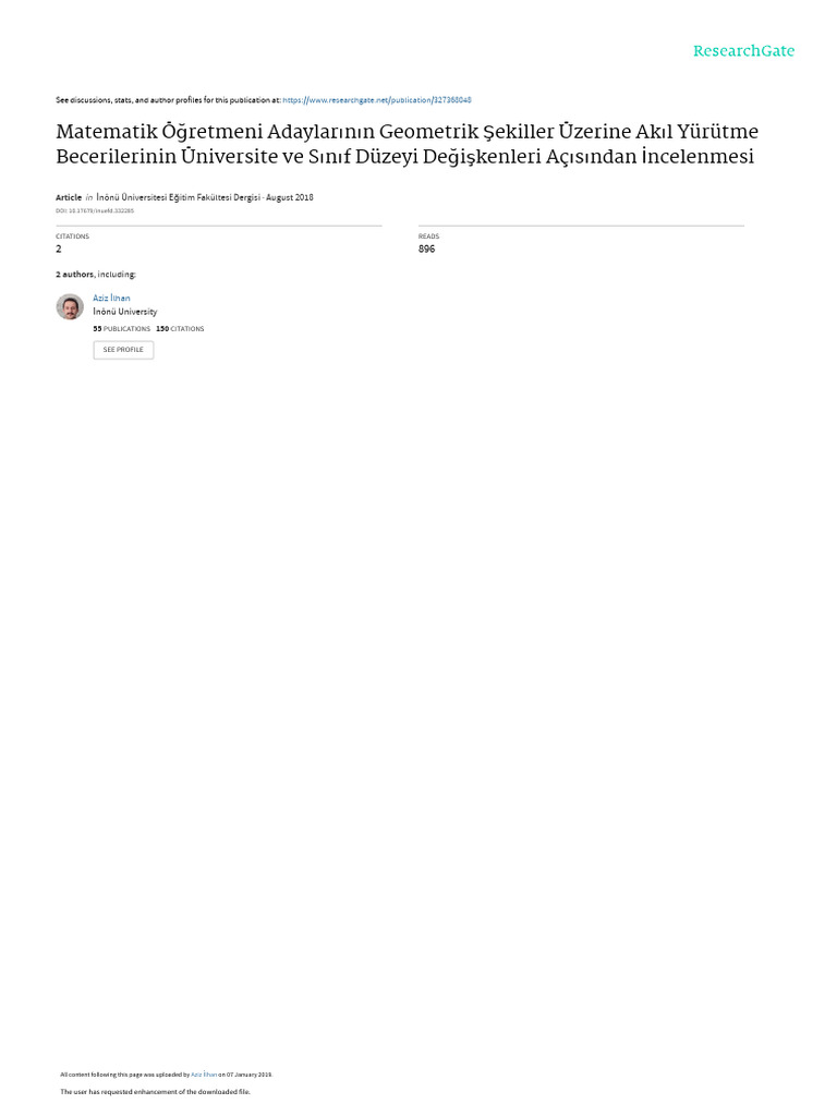 Matematik Ogretmeni Adaylarinin Geometrik Sekiller | PDF | Statistics ...