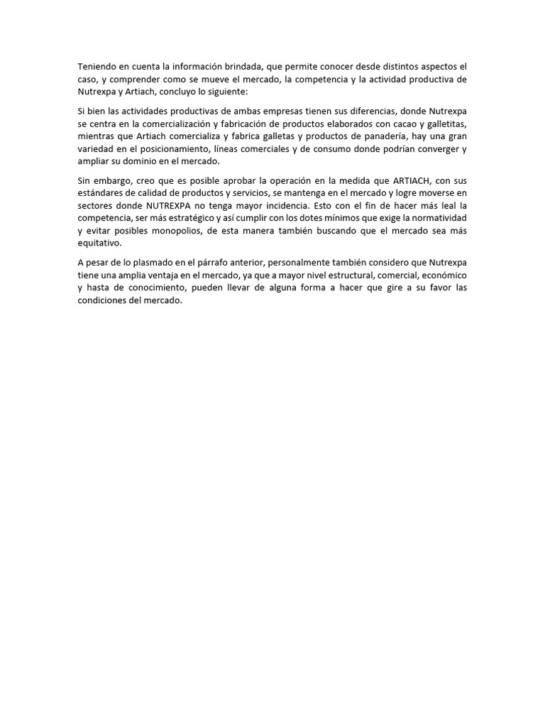 Análisis de Competencia: Nutrexpa vs Artiach | PDF | Negocios