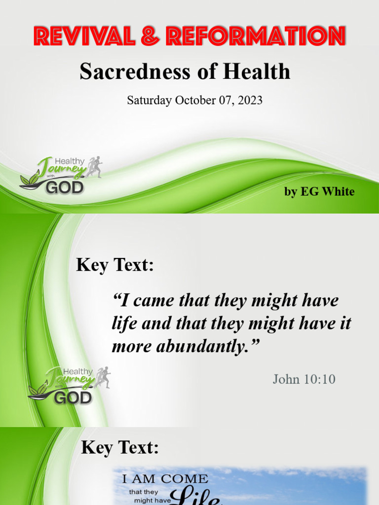 SDA Health Message for Spiritual Growth | PDF | Jesus | Sin