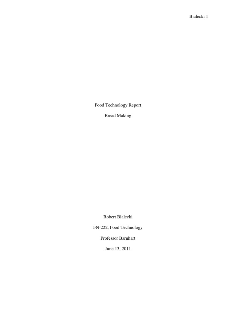 Food Technology Report: Bread Making | PDF | Breads | Dough