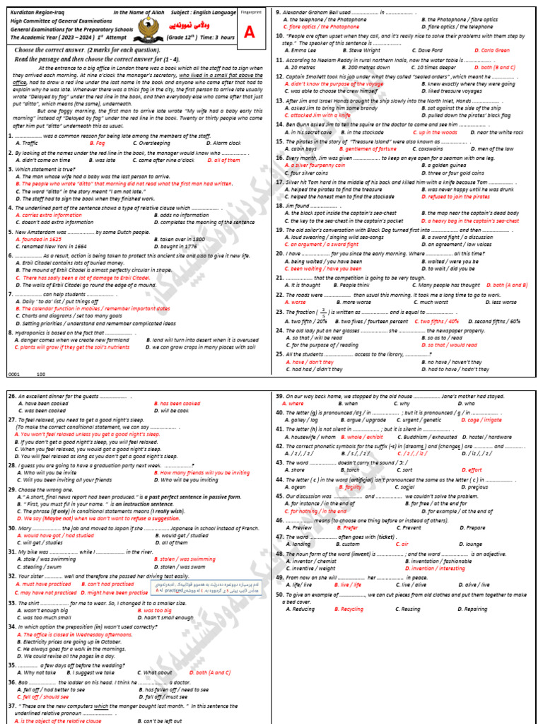 Grade 12 English Exam Questions | PDF | Treasure Island | Hydroponics