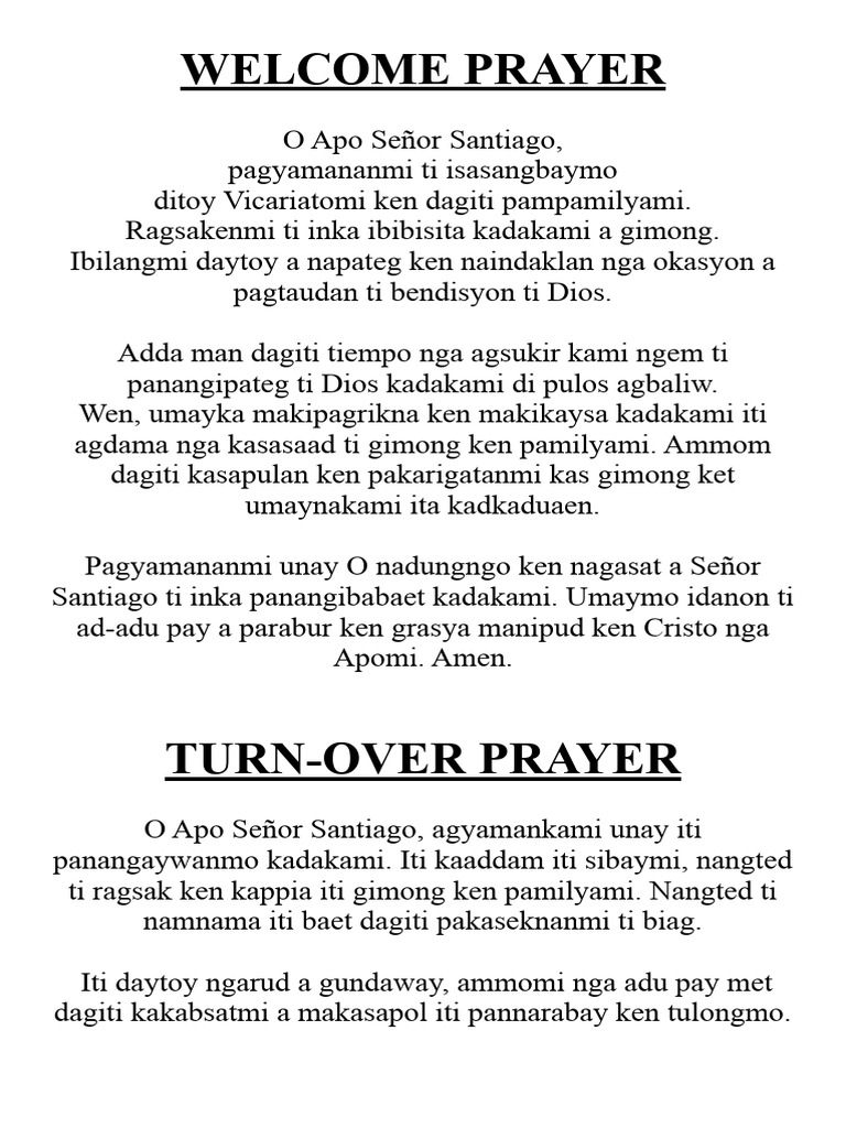 WELCOME PRAYER | PDF