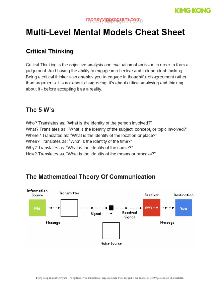 2.3-Multi-Level Mental Models Cheat Sheet | PDF | Thought | Critical ... 2.3-Multi-Level Mental Models Cheat Sheet | PDF | Thought | Critical ...