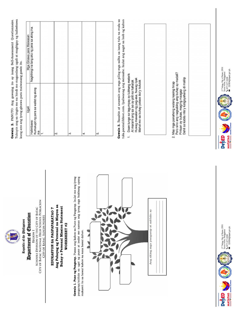 Esp 7 Worksheet #2 | PDF