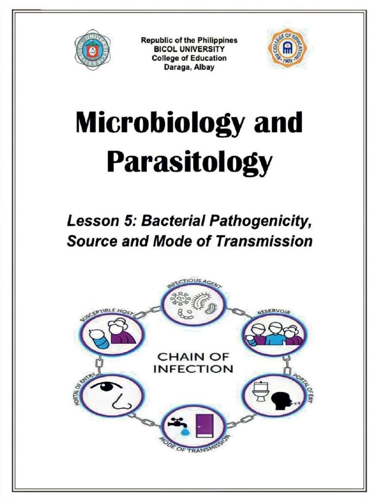 Lesson 5 Bacterial Pathogenicity and Mode of Transmission | PDF ...