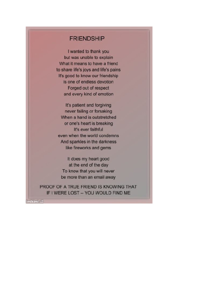 What Is Friendship.. A Poem | PDF