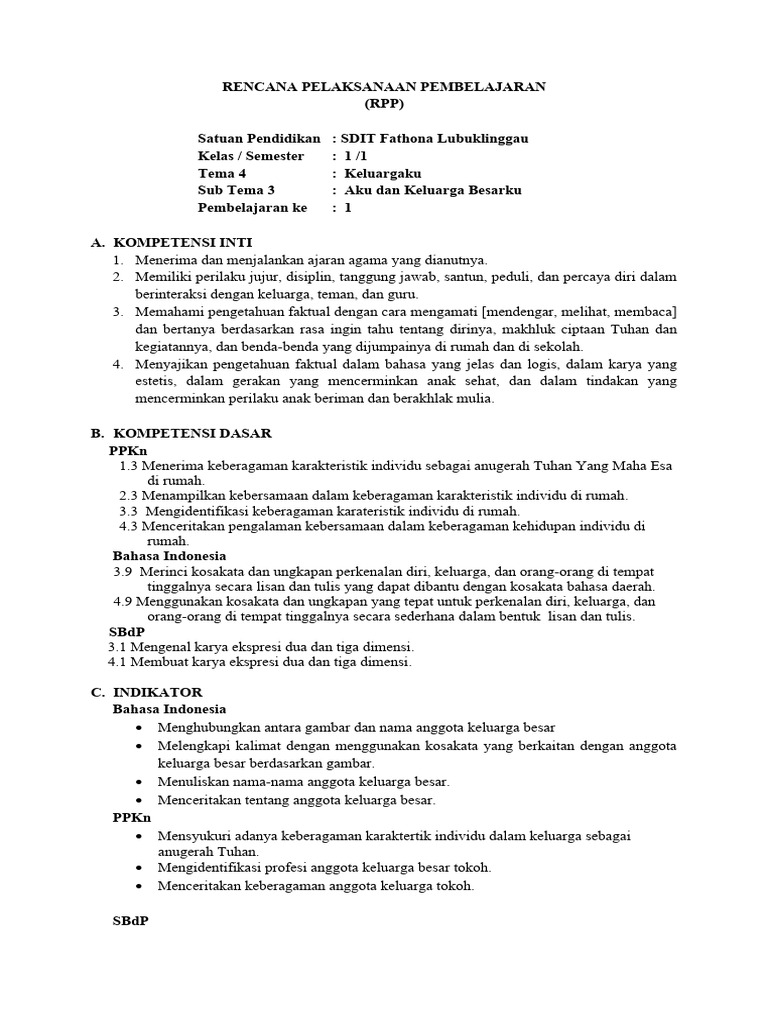 RPP Tema 4 Subtema 3 Fixx | PDF