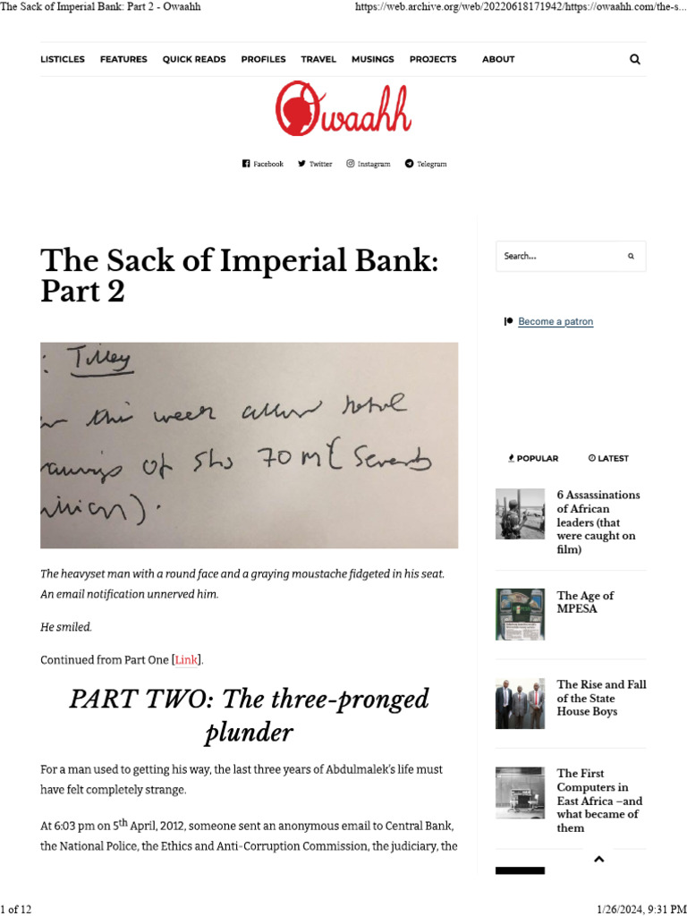 The Sack of Imperial Bank: Part 2 | PDF