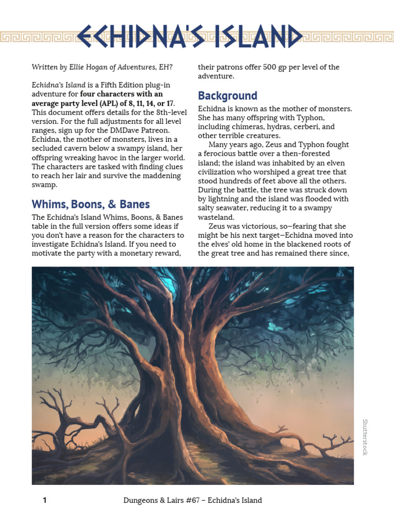 DMDave - Dungeons & Lairs 67 - Echidna's Island - Free Version | PDF