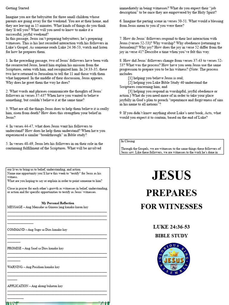 Jesus Prepares Witnesses in Luke 24 | PDF | Jesus | Gospel Of Luke