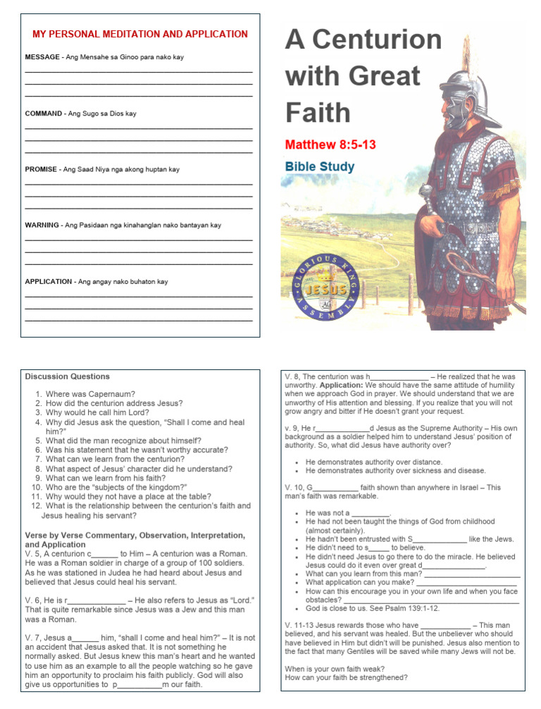 The Centurion | PDF | Jesus | Bible Content